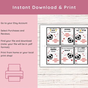 Printable Soccer Valentine Cards | Kids Classroom Valentines | Instant ...