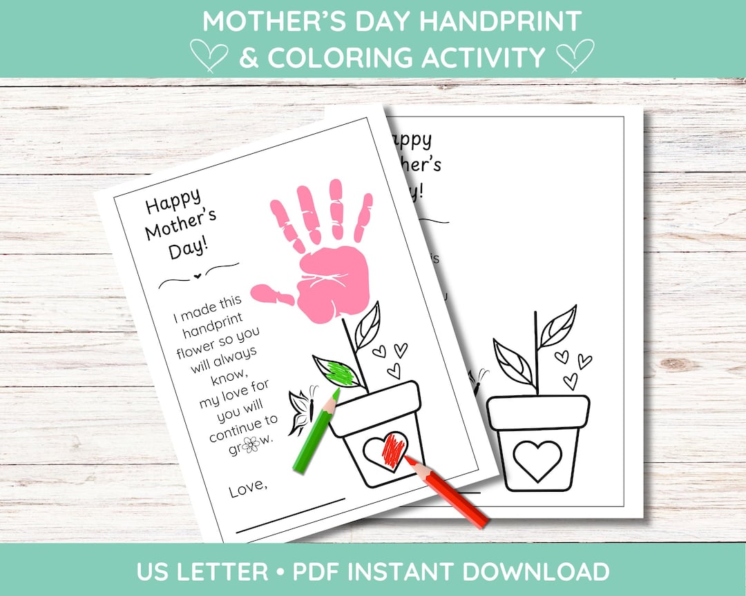 Mother's Day Handprint Coloring Activity | Kids Mother's Day Craft ...