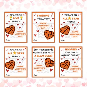 Printable Basketball Valentine Cards | Kids Classroom Valentines ...