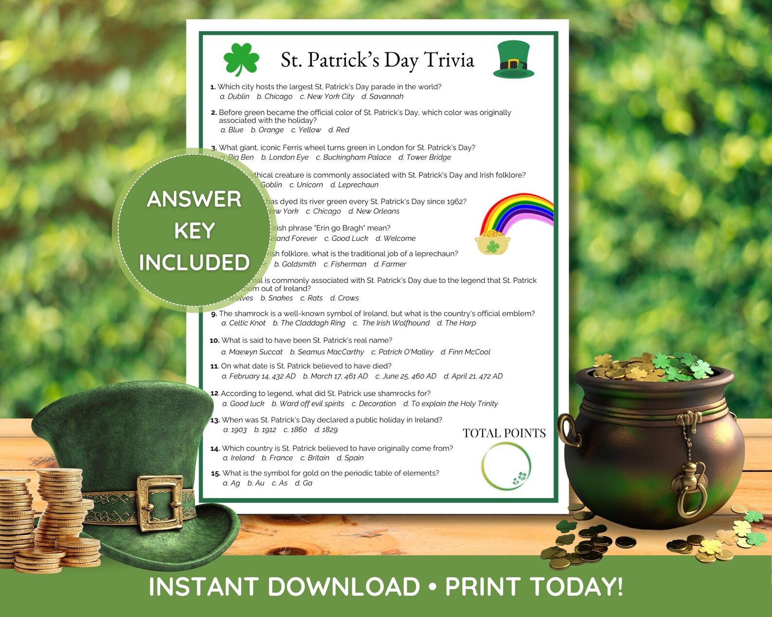 St. Patrick's Day Trivia Game | Fun St. Paddy's Day Irish Quiz | Games ...