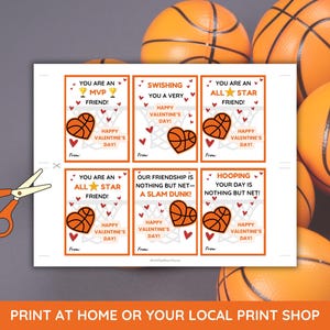 Printable Basketball Valentine Cards | Kids Classroom Valentines ...