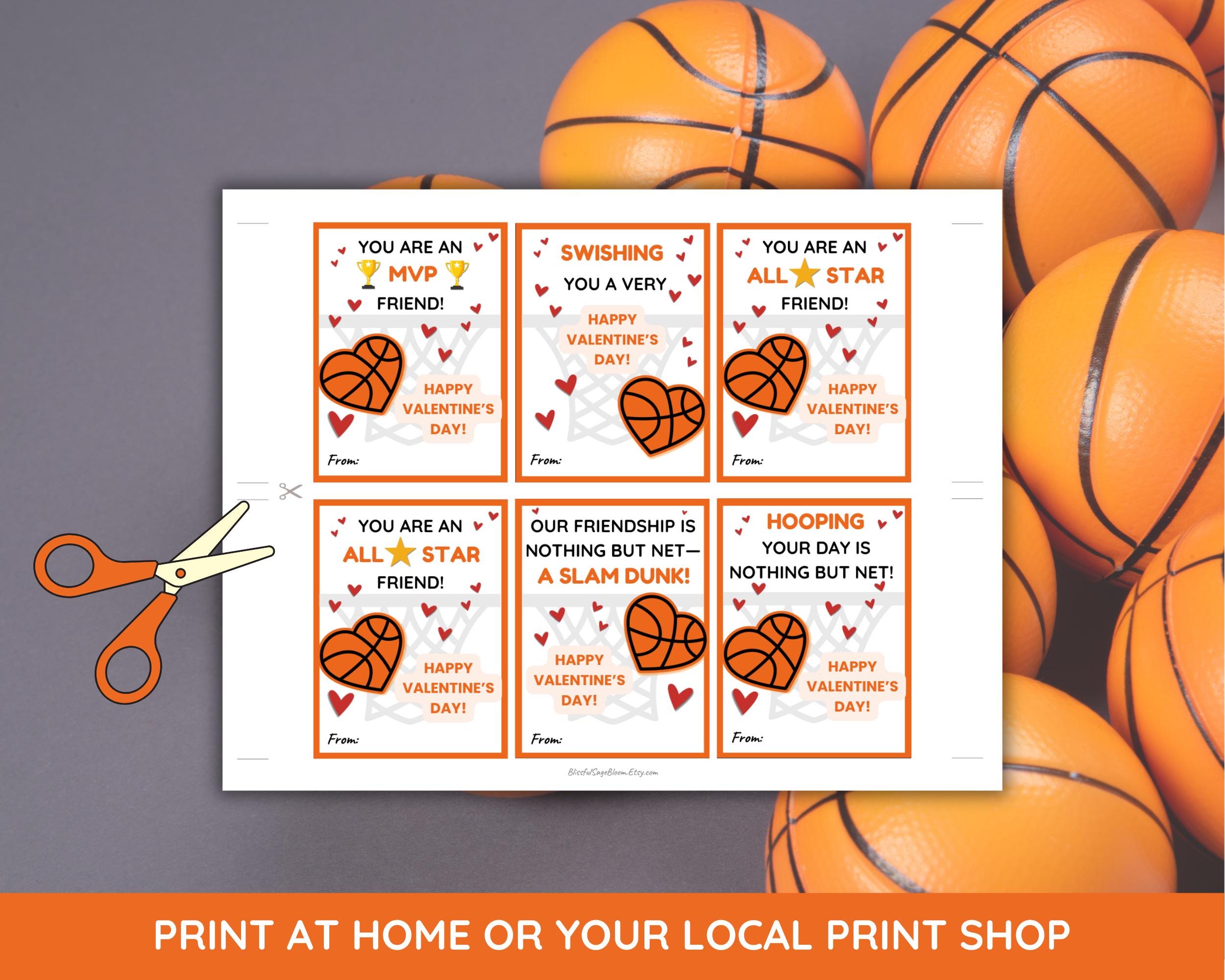 Printable Basketball Valentine Cards | Kids Classroom Valentines ...