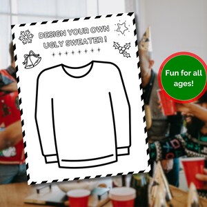 Ugly Christmas Sweater Coloring Page | Holiday Coloring Activity for ...