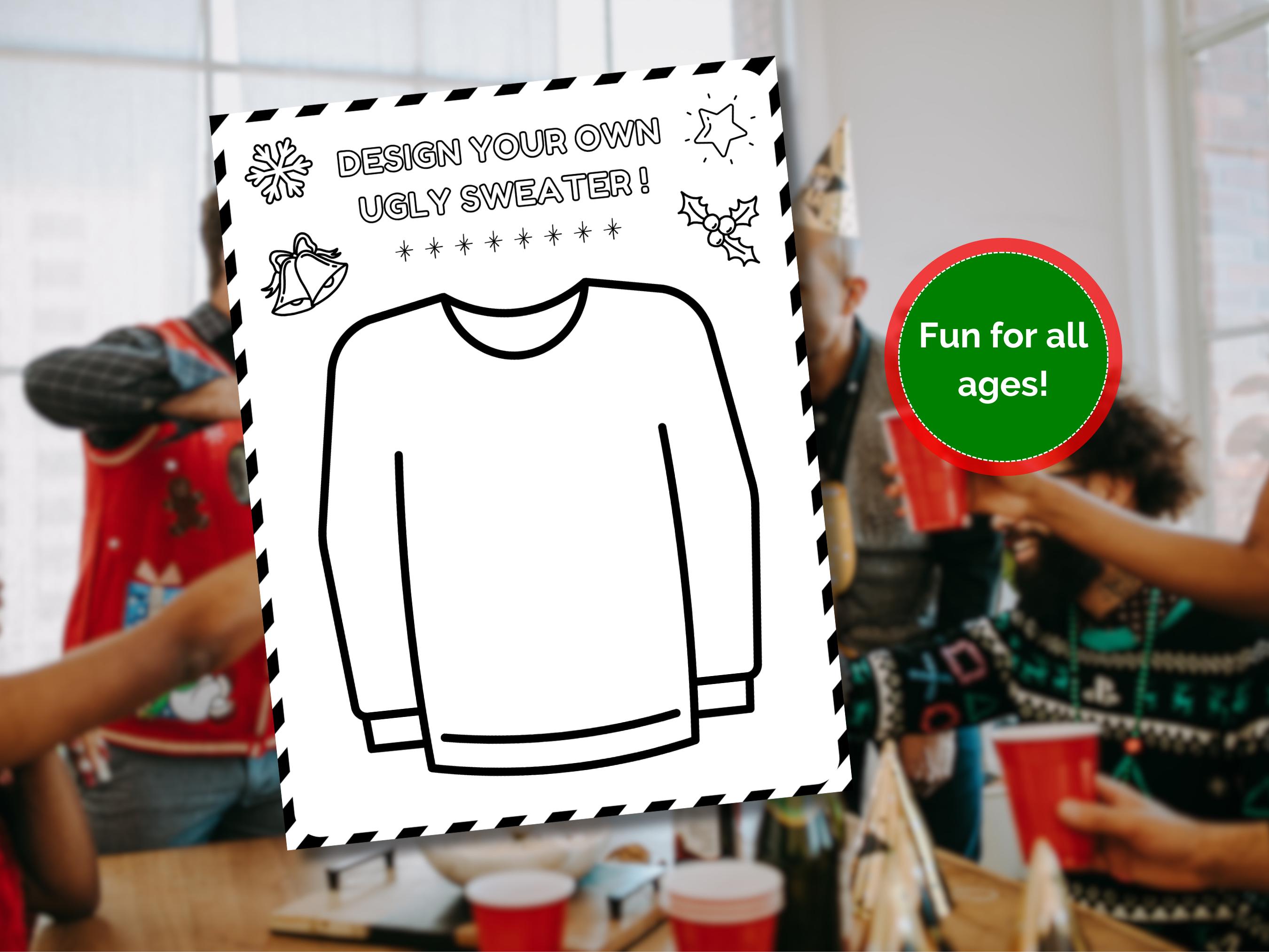 Ugly Christmas Sweater Coloring Page | Holiday Coloring Activity for ...