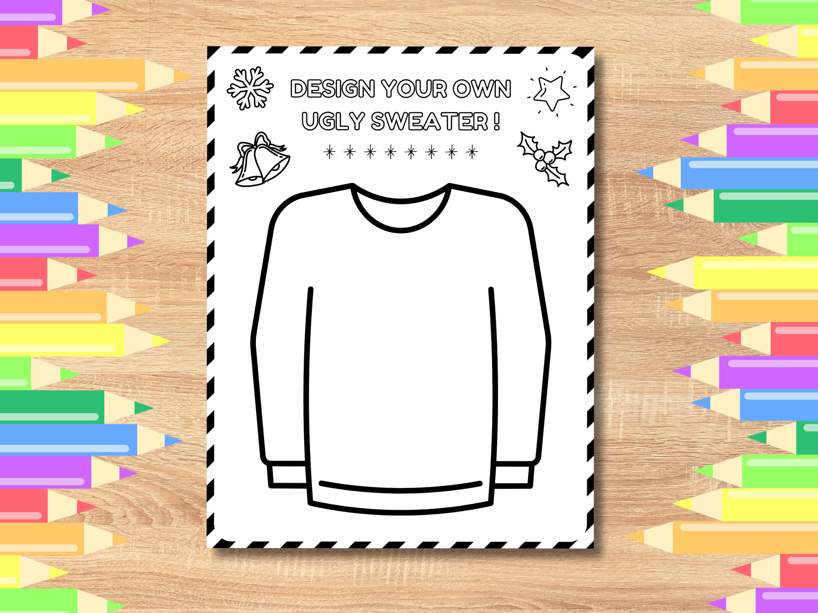Ugly Christmas Sweater Coloring Page | Holiday Coloring Activity for ...
