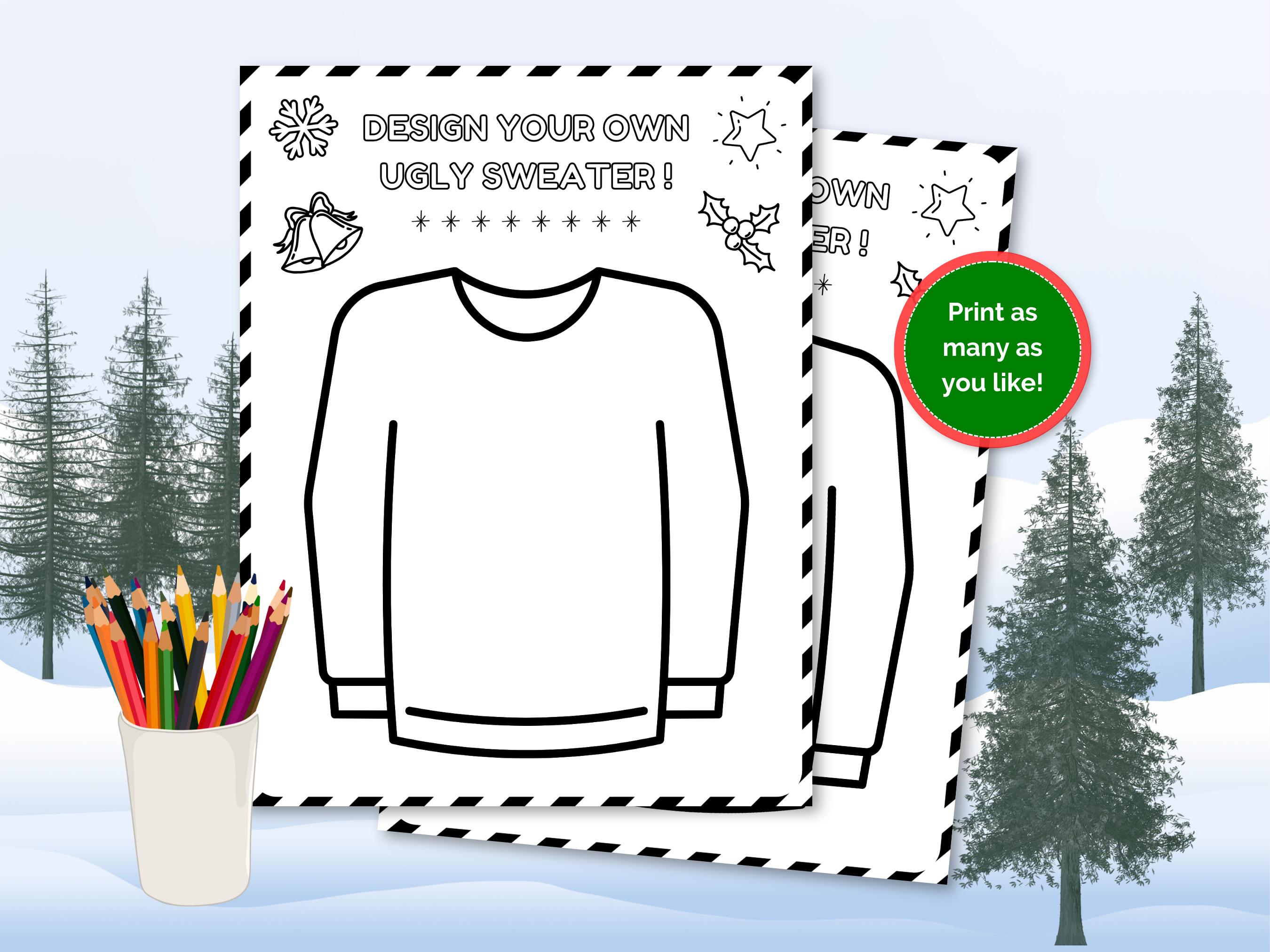 Ugly Christmas Sweater Coloring Page | Holiday Coloring Activity for ...