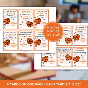 Printable Basketball Valentine Cards | Kids Classroom Valentines ...