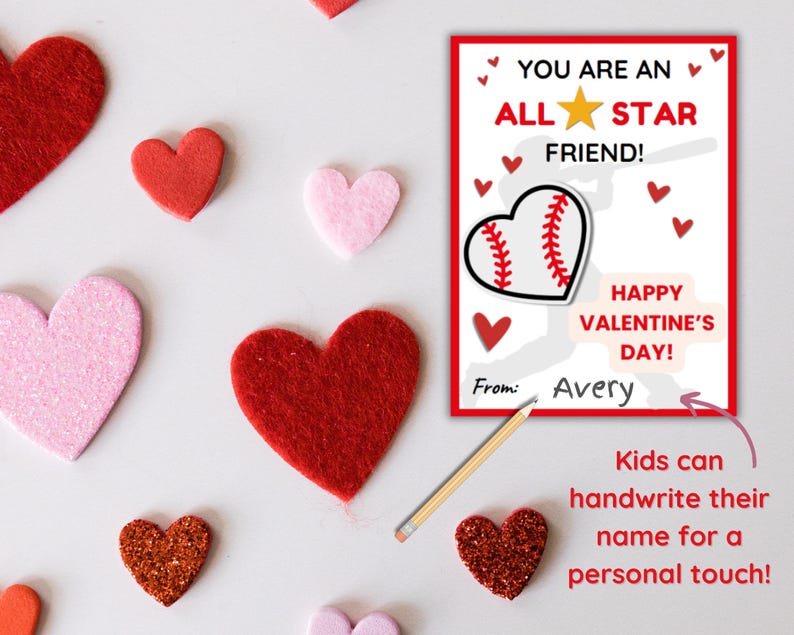 Printable Baseball Valentine Cards | Kids Classroom Valentines ...