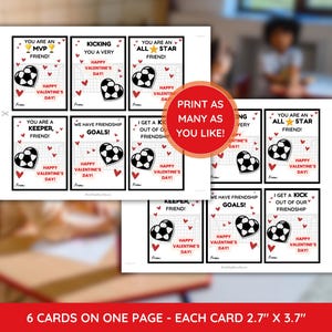 Printable Soccer Valentine Cards | Kids Classroom Valentines | Instant ...