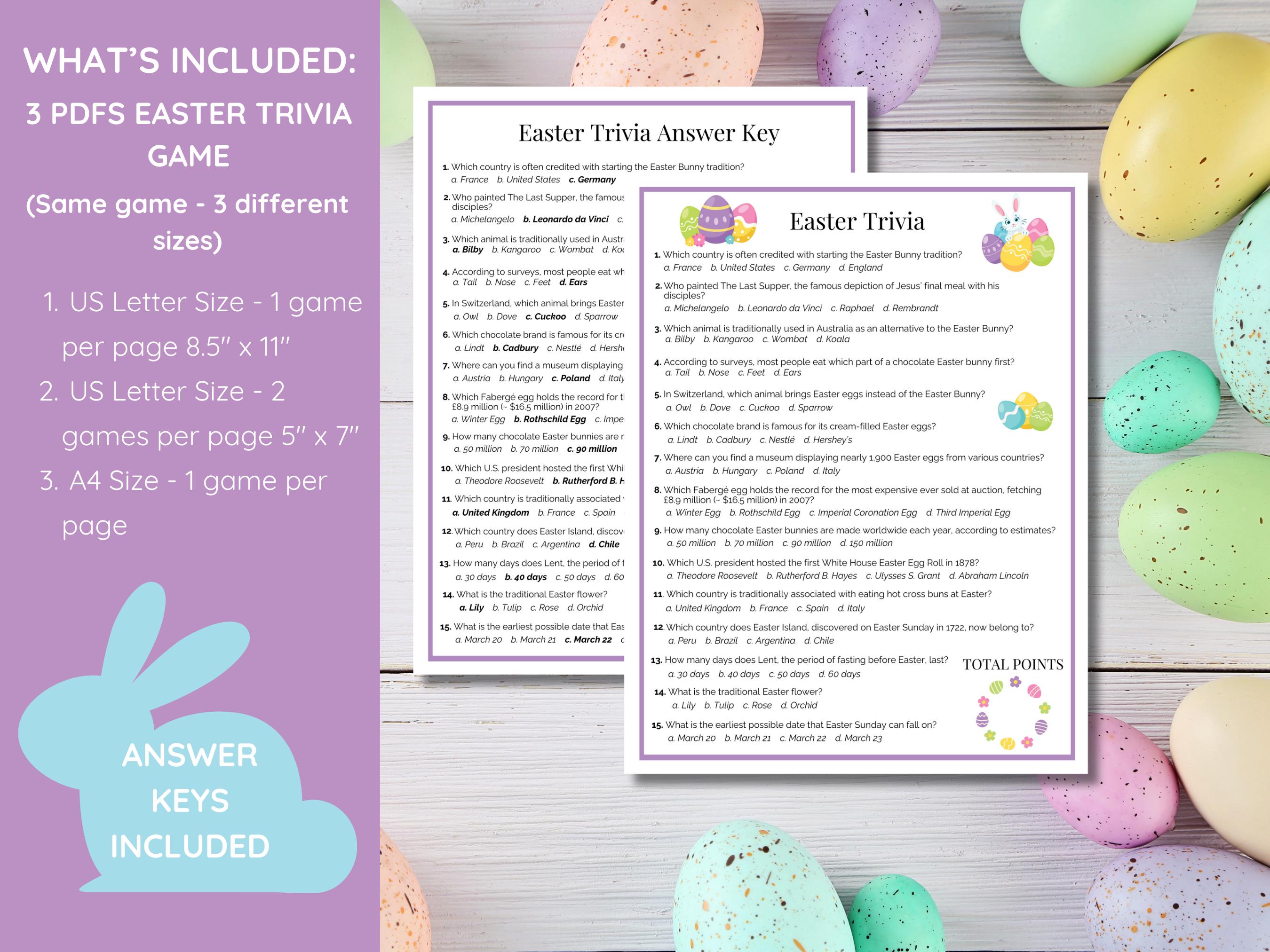 Easter Trivia Game | Fun Easter Quiz | Spring Party Game | Kids, Teens ...