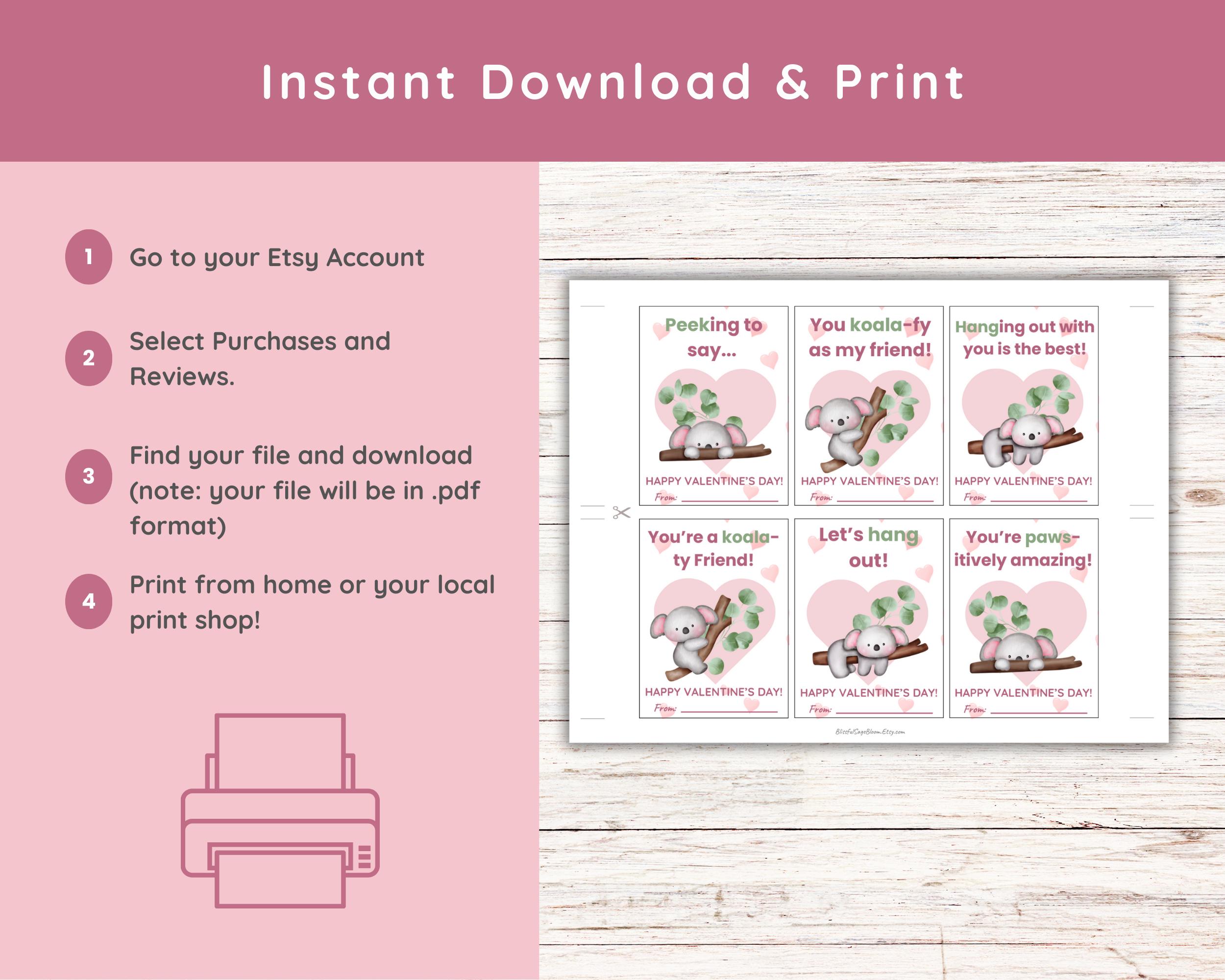 Koala Printable Valentine's Cards | Kid's Classroom Exchange Valentines ...