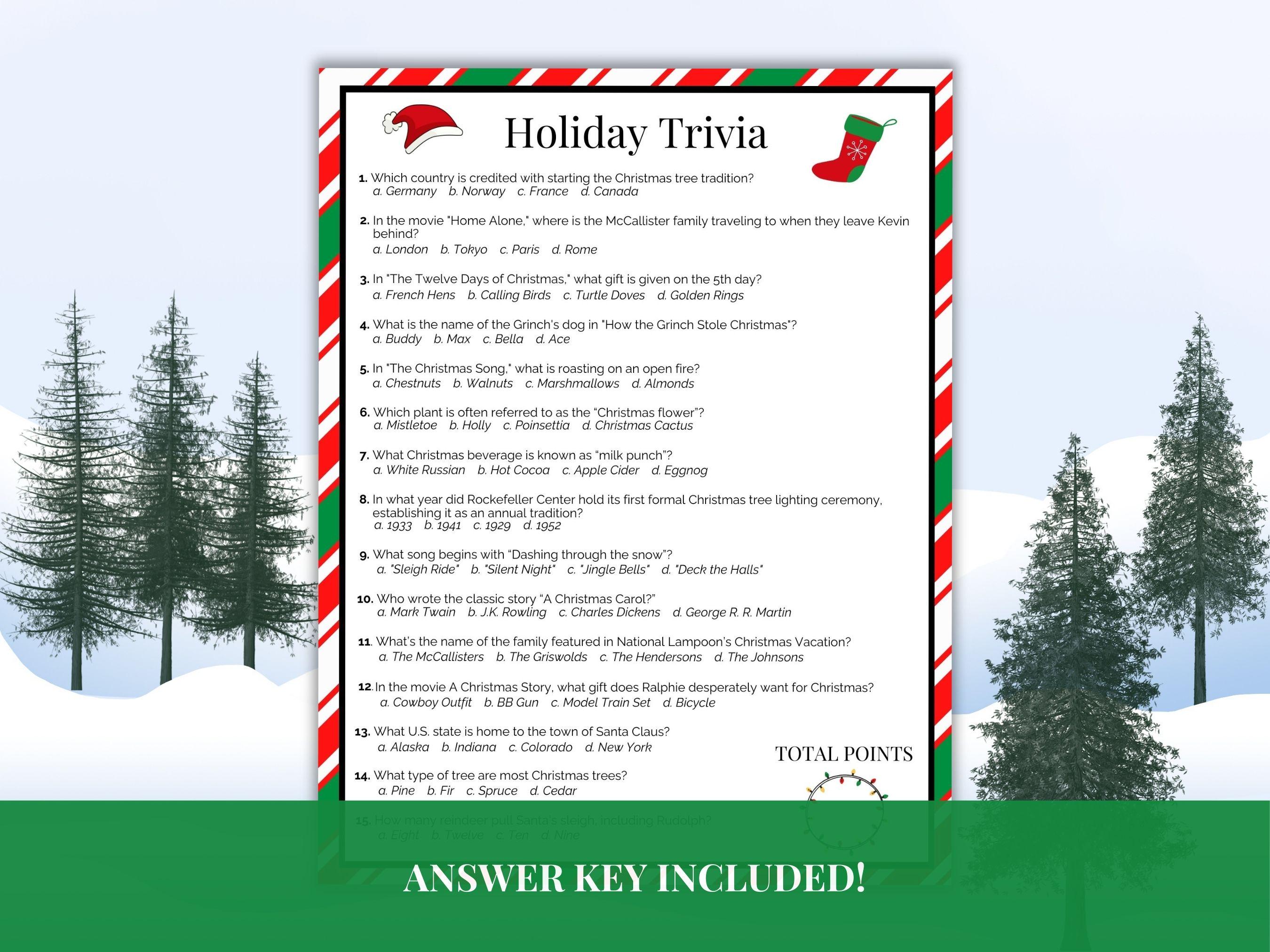 Holiday Trivia Game | Christmas Trivia Game | Christmas Trivia Game ...