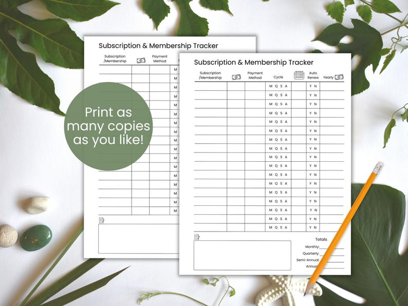 Subscription Tracker Printable | Membership Checklist| Budget Organizer ...