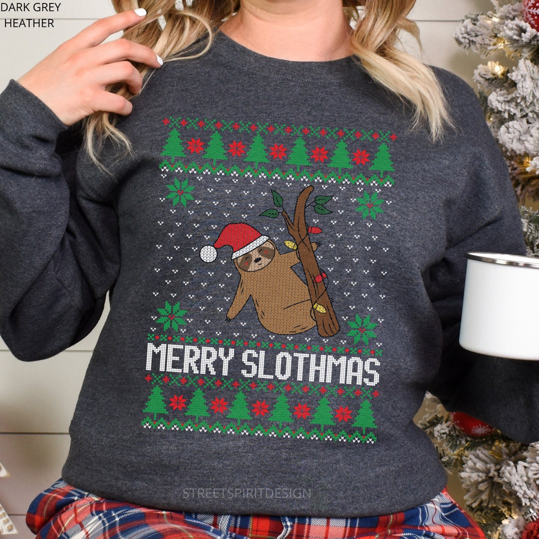 Sloth Ugly Christmas Sweater Merry Slothmas Sweater Funny - Etsy