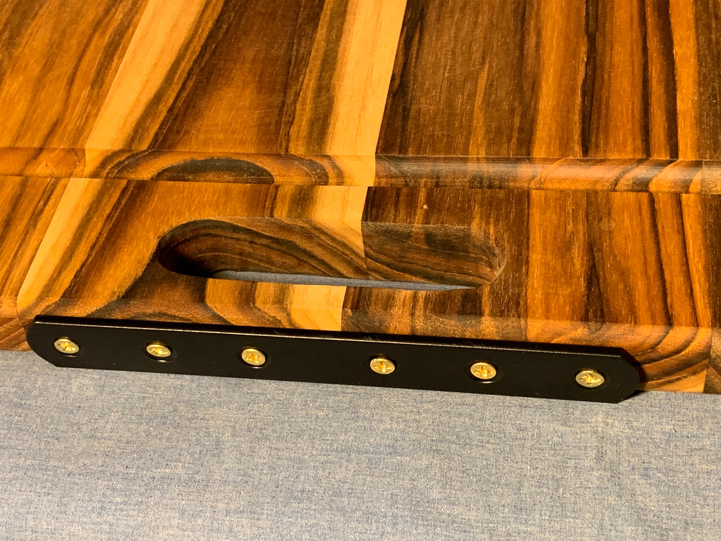 Extra Large Solid Teak Cutting Board. With Iron Reinforced Handles ...