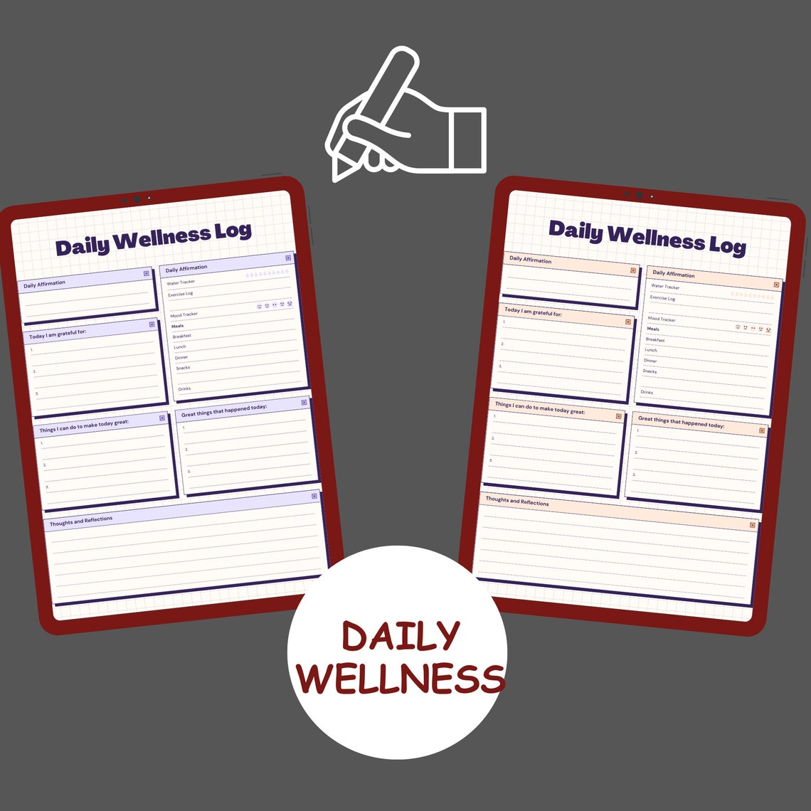 Daily Wellness Log Printable Health & Wellness Tracker Self-care ...