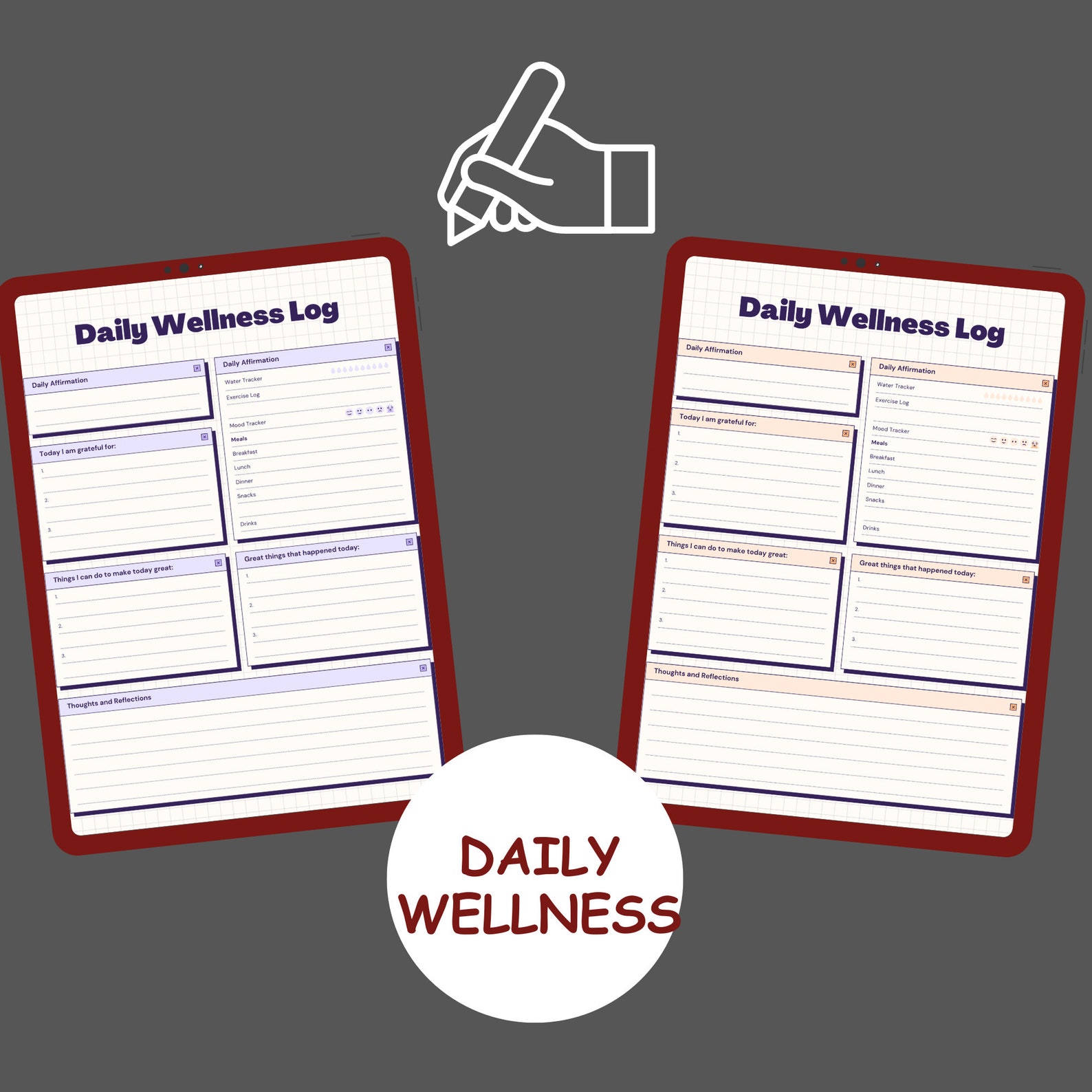 Daily Wellness Log Printable | Health & Wellness Tracker | Self-care ...