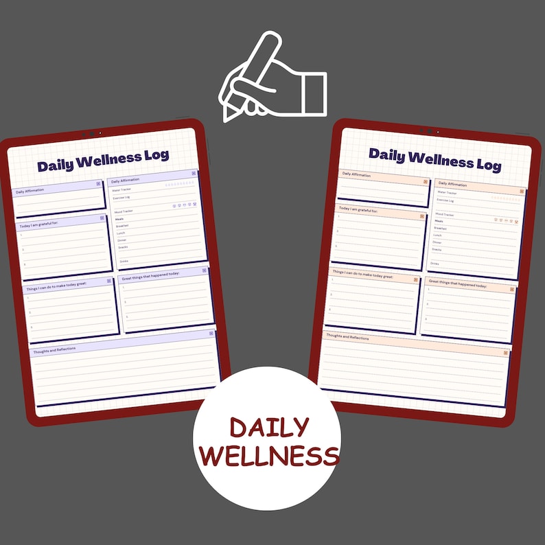 Daily Wellness Log Printable | Health & Wellness Tracker | Self-care ...