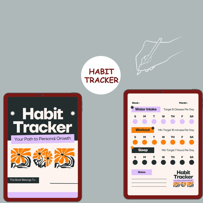 Habit Tracker Printable Water Intake, Workout, and Sleep Tracker Health ...