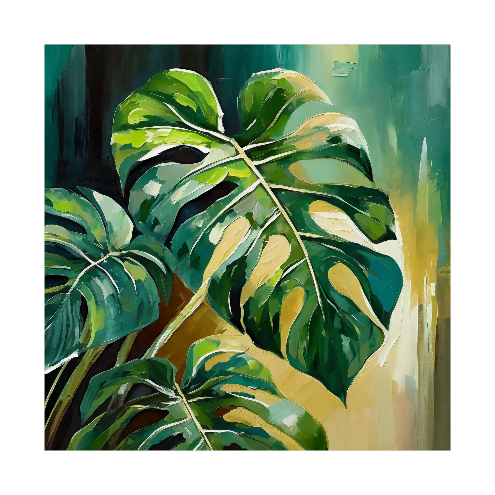 Monstera Deliciosa Oil Painting Matt Print Square - Etsy