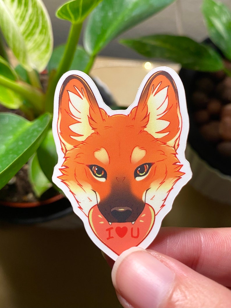 Cute Furry Canine Sticker Set of 2, Hyena Sticker, Maned Wolf Sticker ...