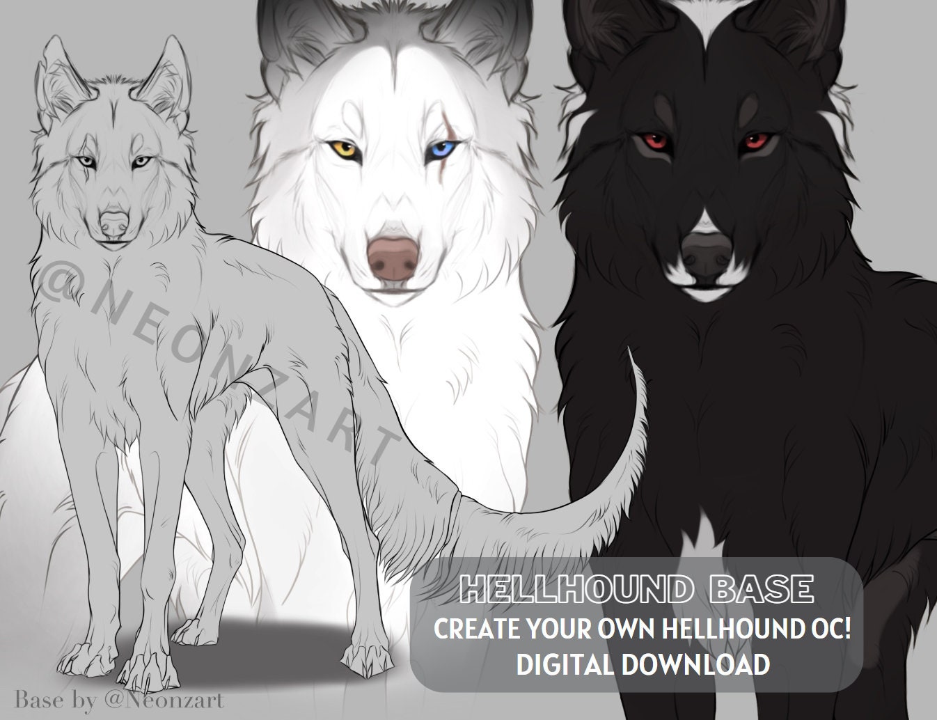 Hellhound Reference Sheet Base, Wolf and Canine Base, Canine Wolf ...
