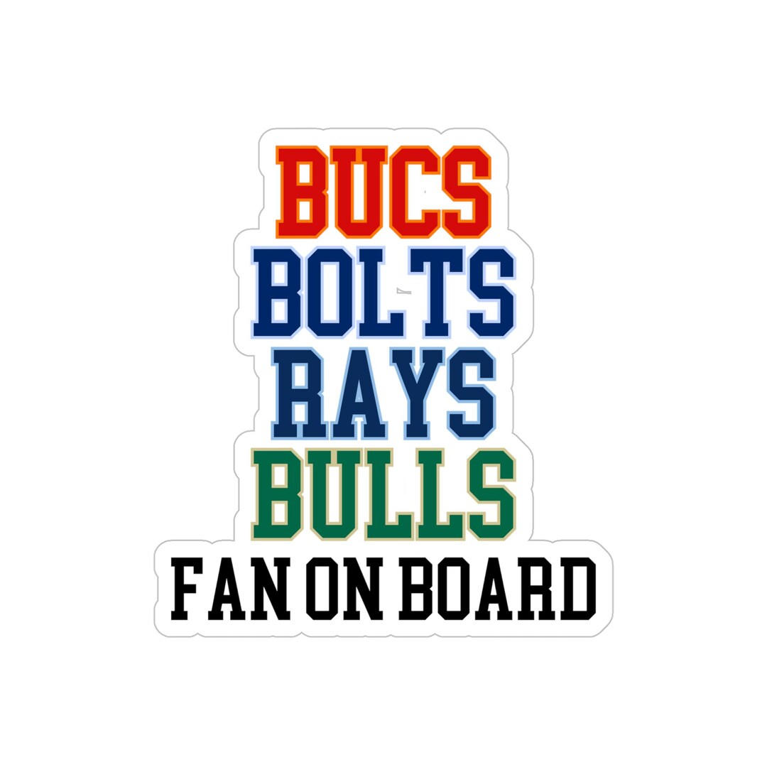 Buccaneers Lightning Rays USF Bulls Fan on Board Transparent Sticker, 6 ...