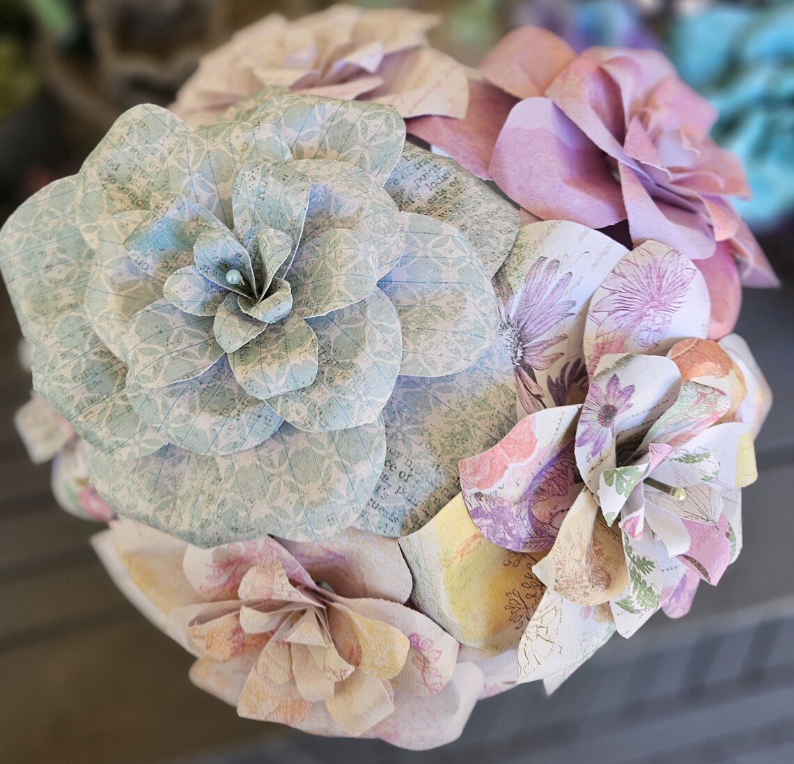 Paper Flower Bouquet Handmade 6 Stem Arrangement for Home Decor, Gifts ...