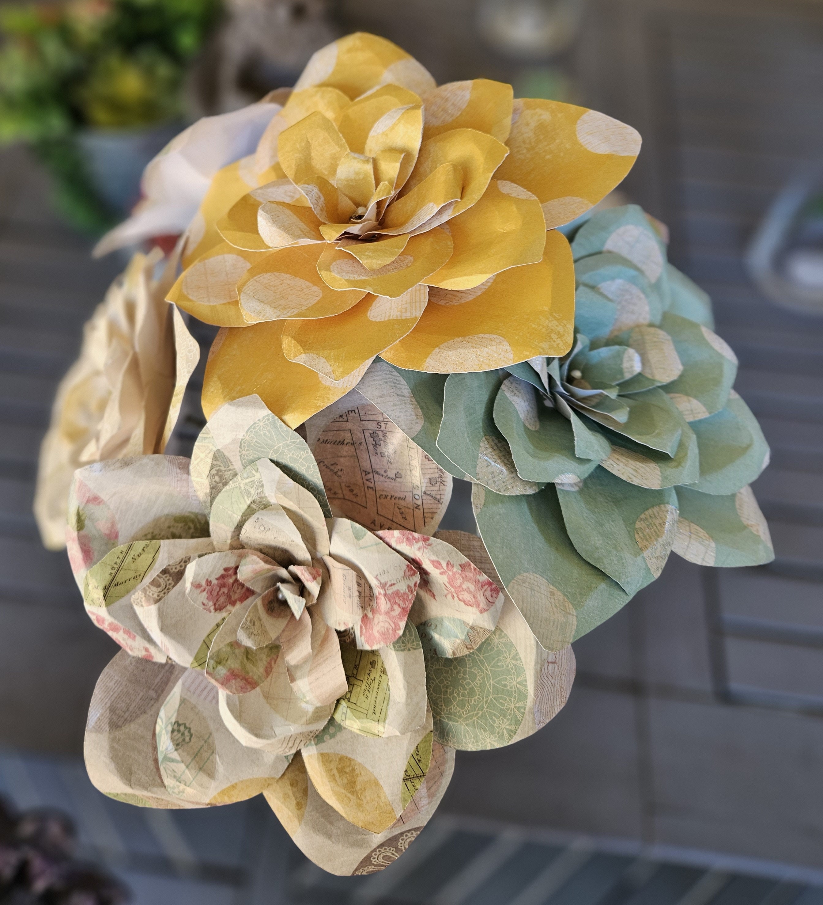Paper Flower Bouquet Handmade 6 Stem Arrangement for Home Decor, Gifts ...