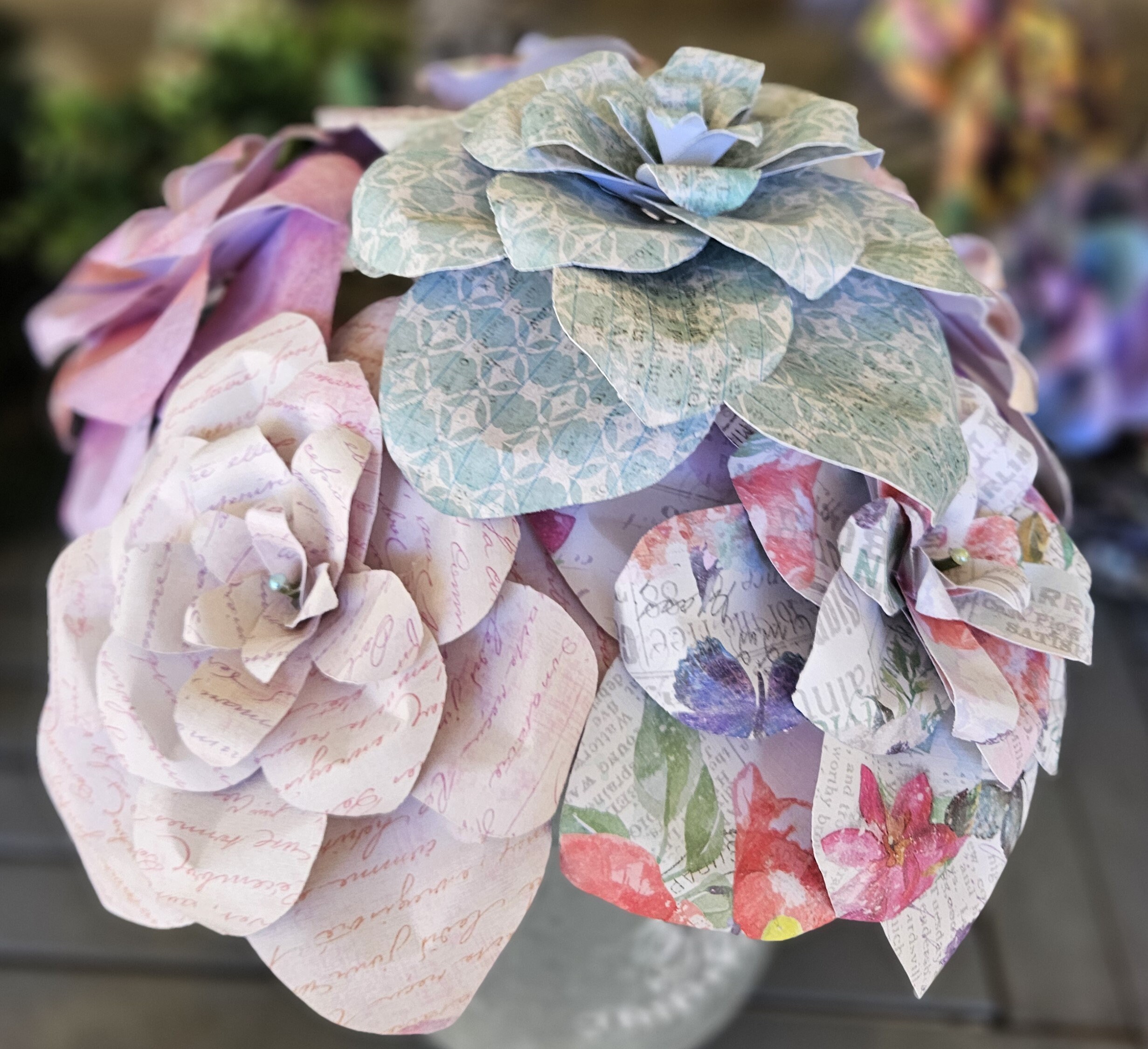 Paper Flower Bouquet Handmade 6 Stem Arrangement for Home Decor, Gifts ...