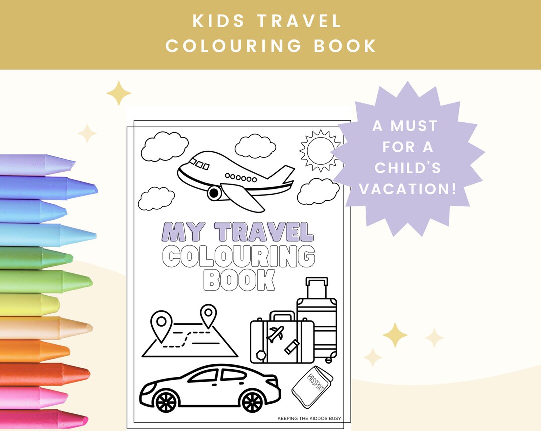 Kids Travel Colouring Book | Kids Activity Travel | Printable Travel ...