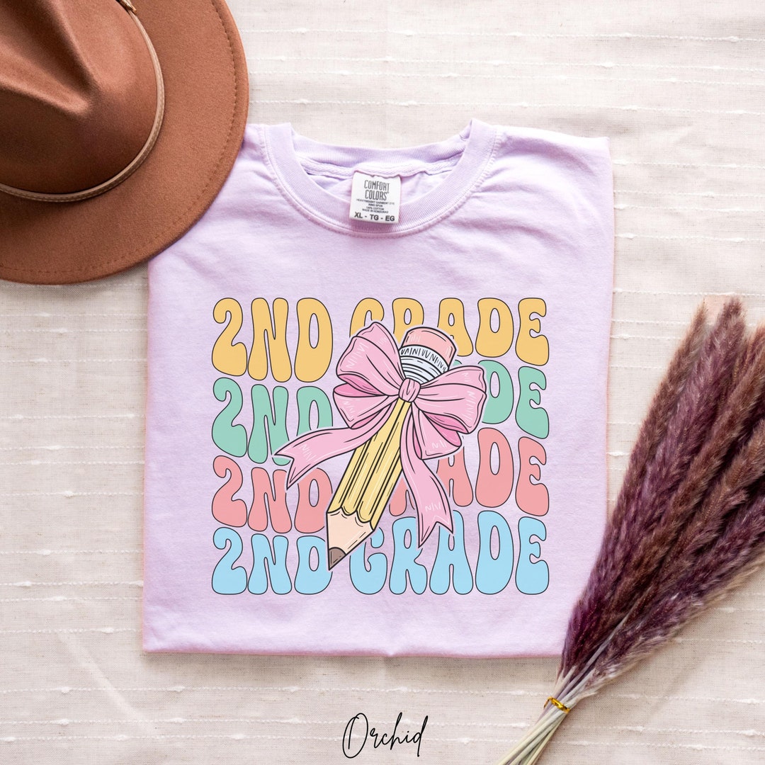 Second Grade Teacher Shirt, Pastel Teacher Shirt, Coquette Teacher ...
