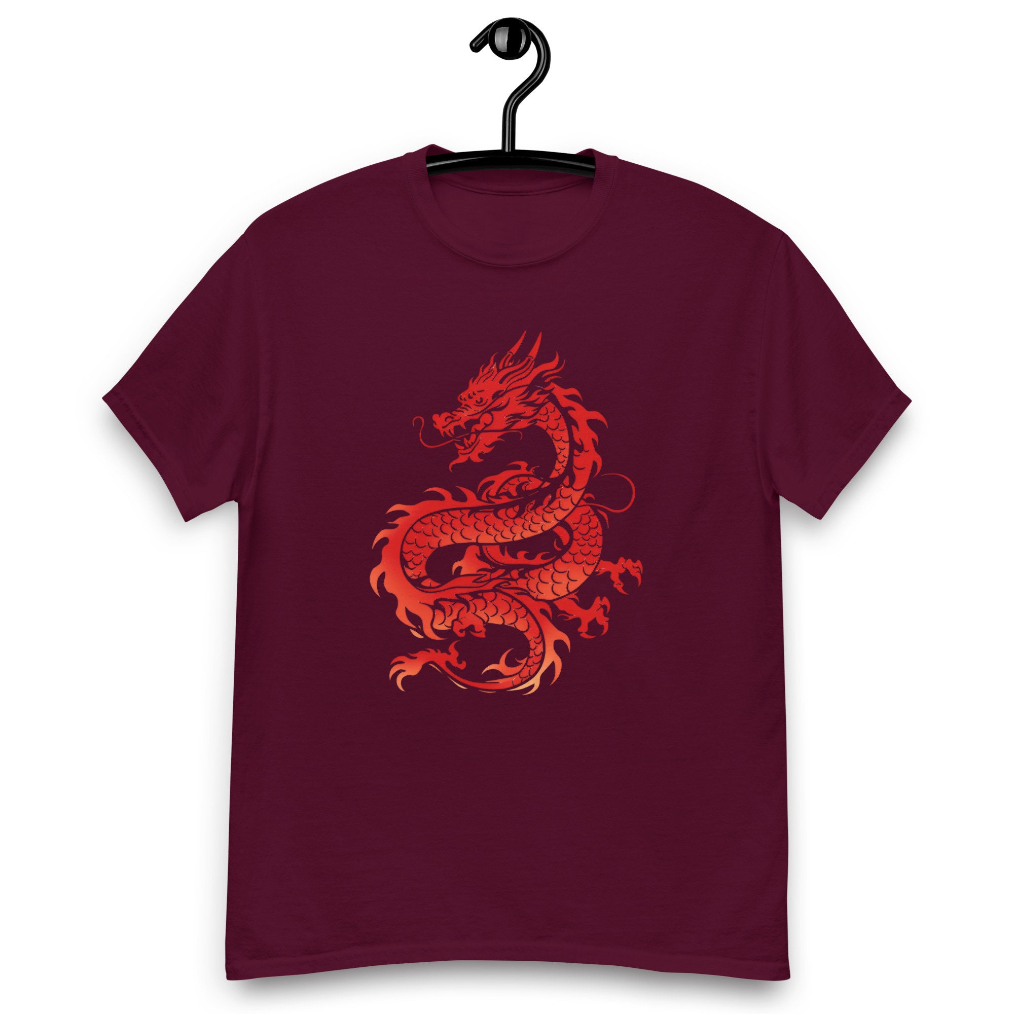 Men's Classic Tee, Red Dragon T-shirt, Animal Tee Dragon, Animal T ...