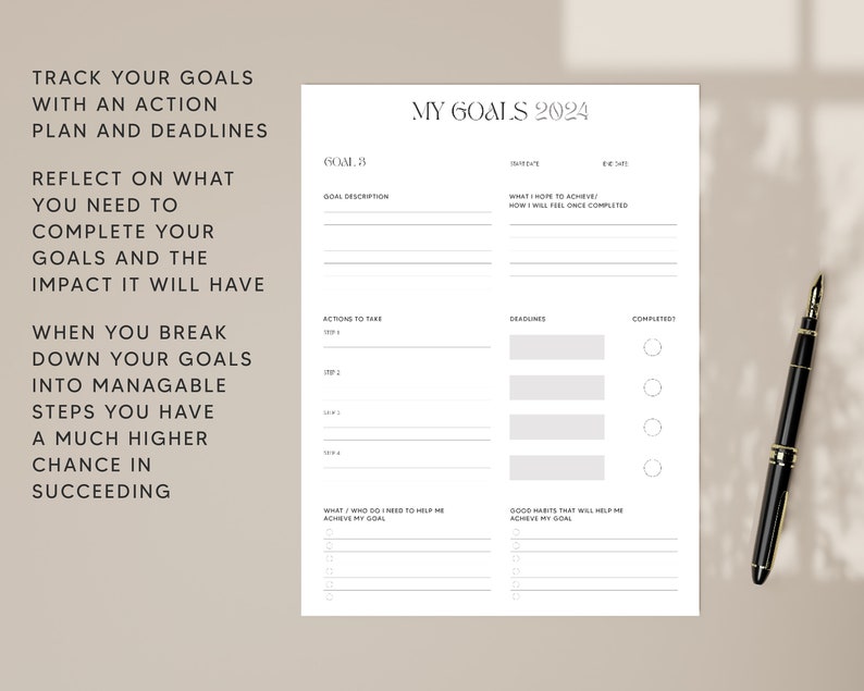 MY GOALS 2024; A4 Printable & PDF Fillable - Etsy