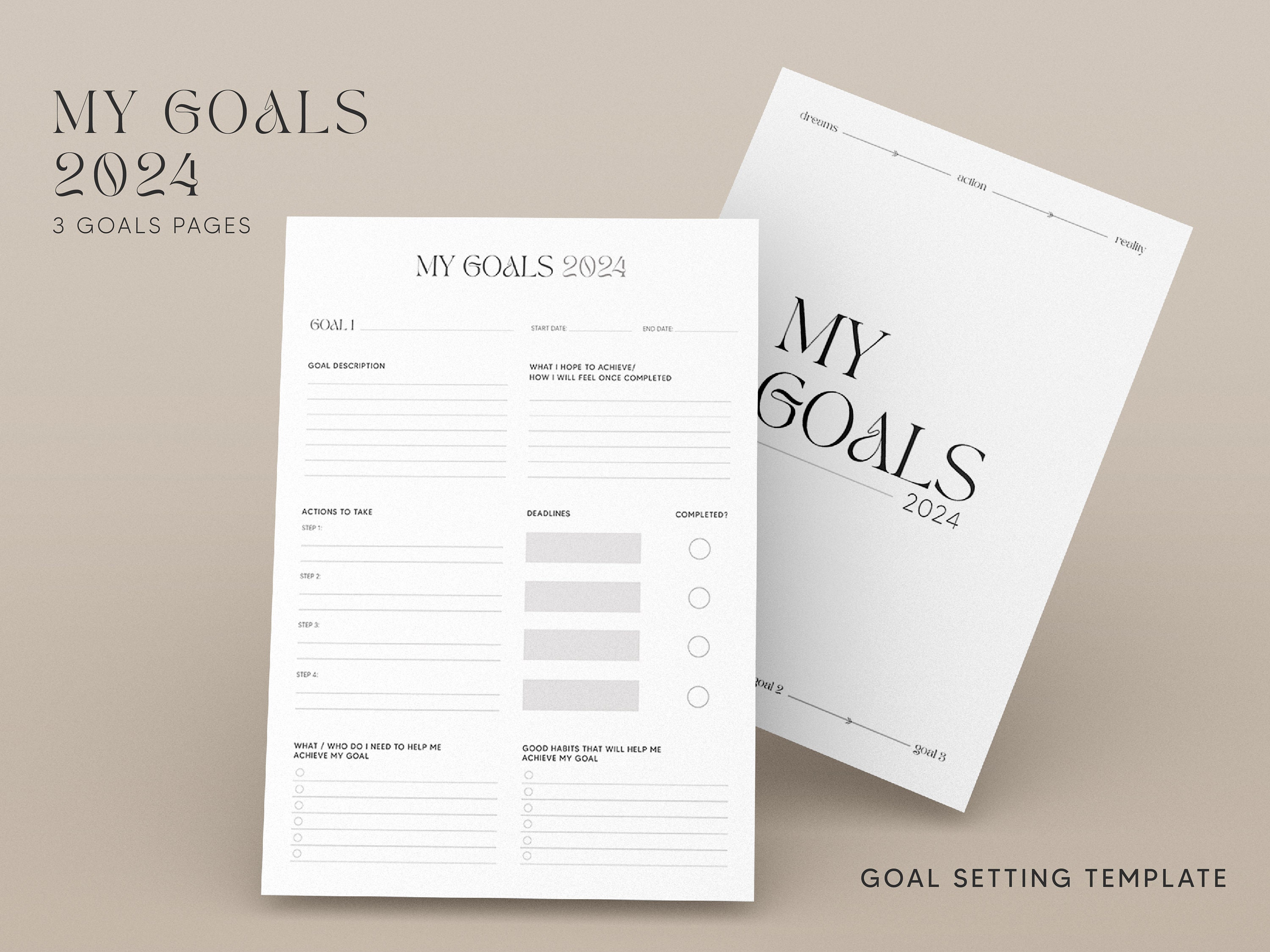 MY GOALS 2024; A4 Printable & PDF Fillable - Etsy