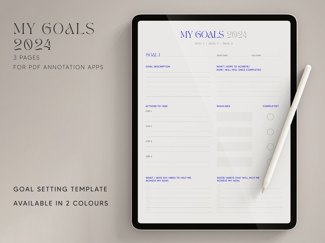 MY GOALS 2024: Digital Goal Setting Template - Etsy
