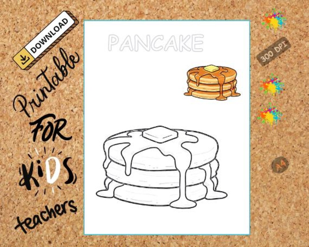 Pancake Coloring Page, Breakfast Activity Printable, Instant Download ...