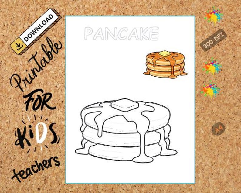 Pancake Coloring Page | Printable PDF With Pre-colored Example ...