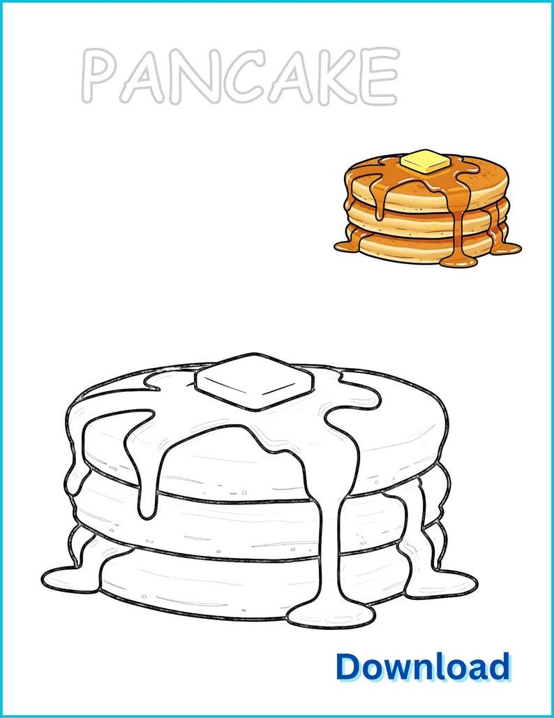 Pancake Coloring Page | Printable PDF With Pre-colored Example ...