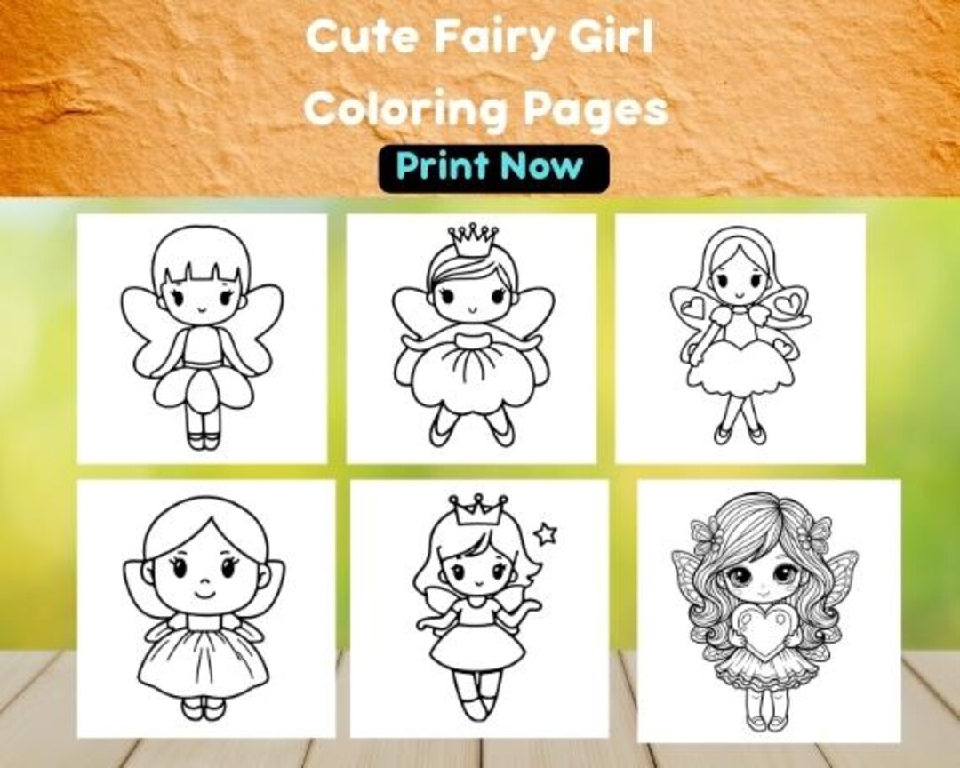 Cute Fairy Girl Coloring Pages PDF, Kawaii Fairies Printable, 8.5"x8.5 ...