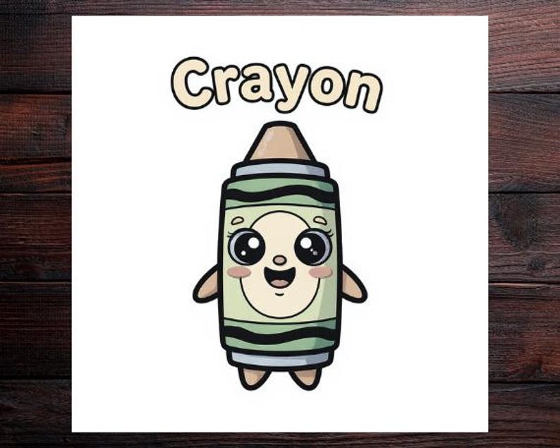 Doodle Kawaii Classroom Crayon Character – Coloring Page & Full-color ...