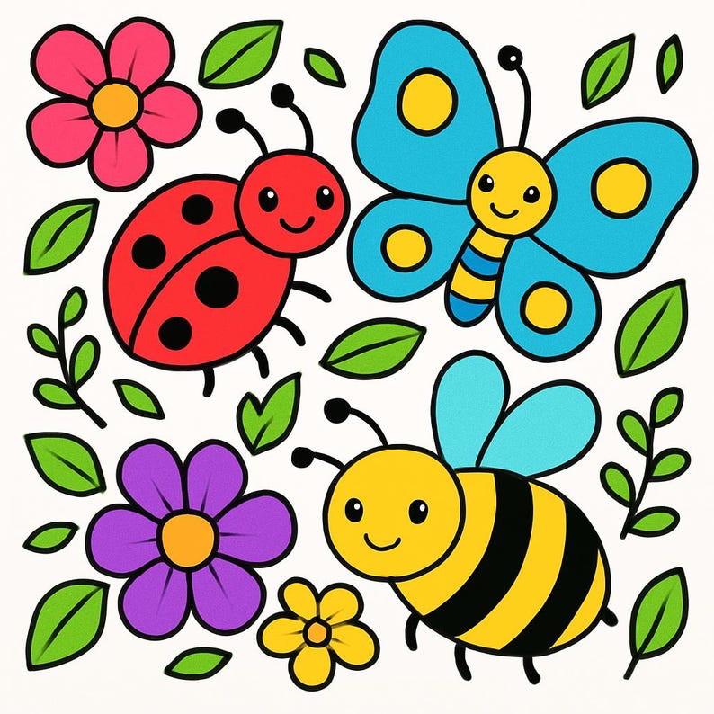 Garden Bugs Coloring Page: Printable Insect Activity for Kids (PDF ...