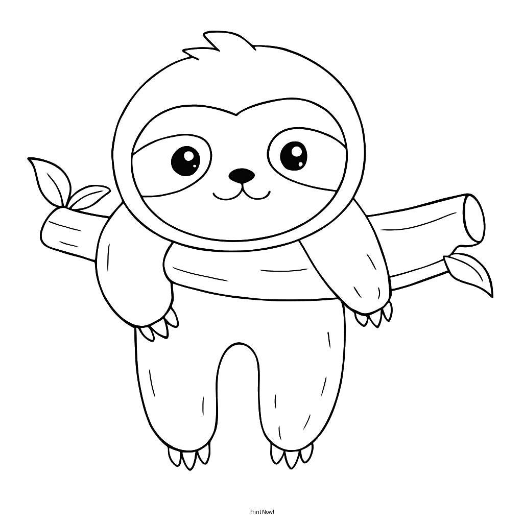 Sloth Coloring Page, Printable, Kids Activity, Instant Download ...