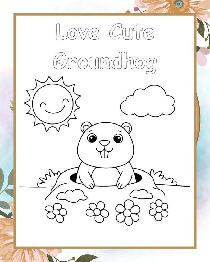 Groundhog Day Coloring Pages, Kids Educational Printable, Instant ...