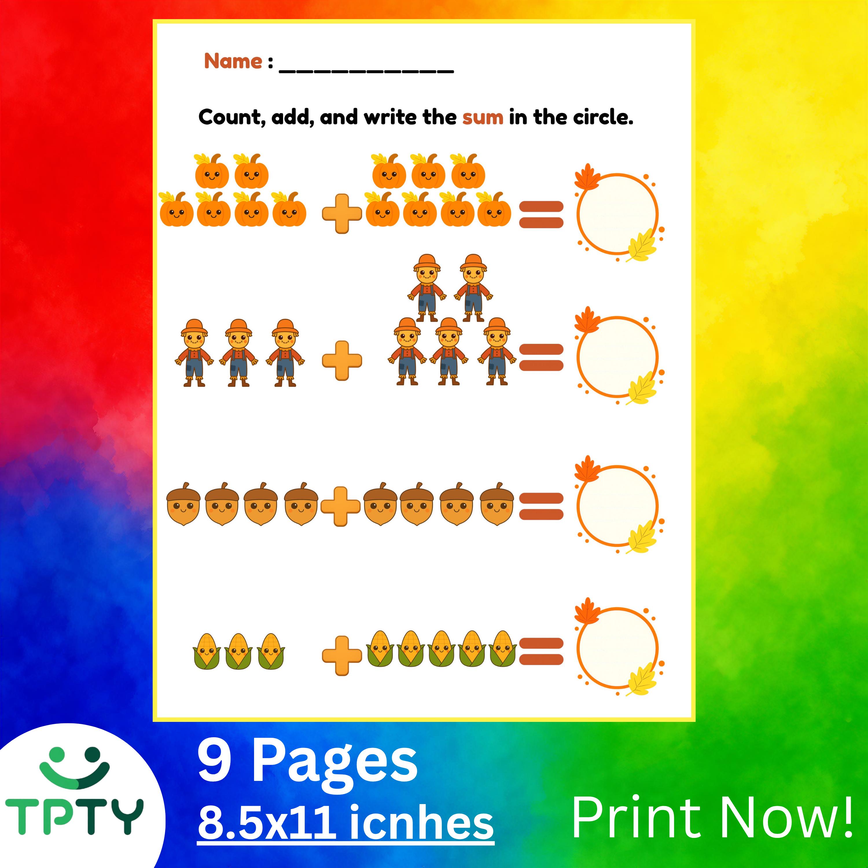 Kindergarten Addition Math Curriculum | Visual Counting Worksheets ...