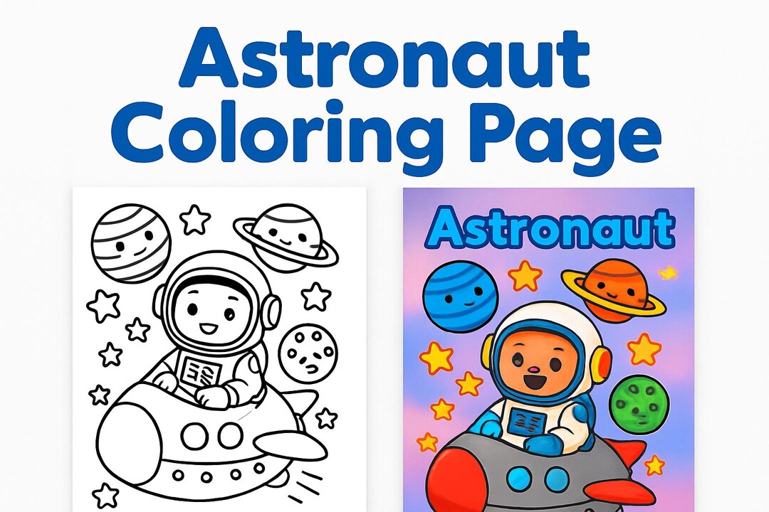 Cute Astronaut Coloring Page Printable for Kids | Space Astronaut Coloring Sheet PDF | Instant ...