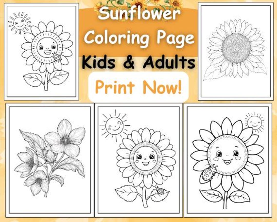 Sunflower Coloring Page | Printable Floral Art | Relaxing Activity ...