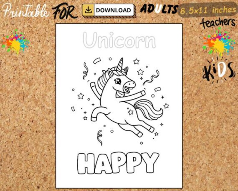 Magical Unicorn Coloring Page & Activity Sheet (PDF Download) - Etsy