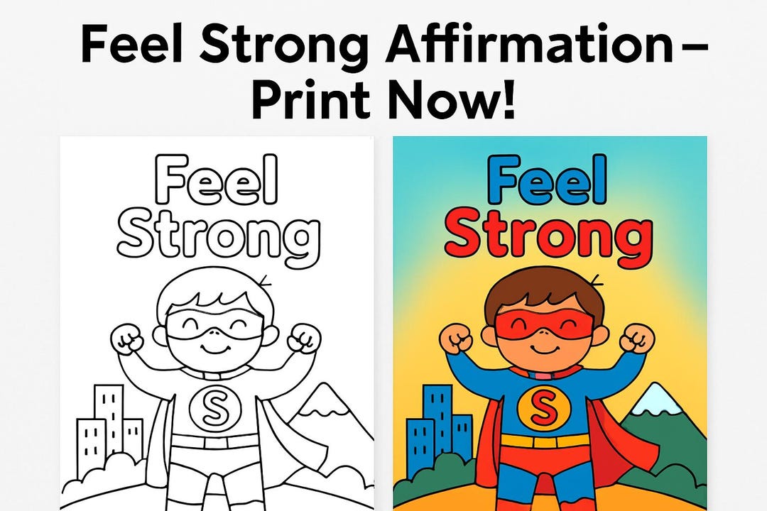 Superhero Coloring Page: Positive Affirmations, Kids Empowerment ...