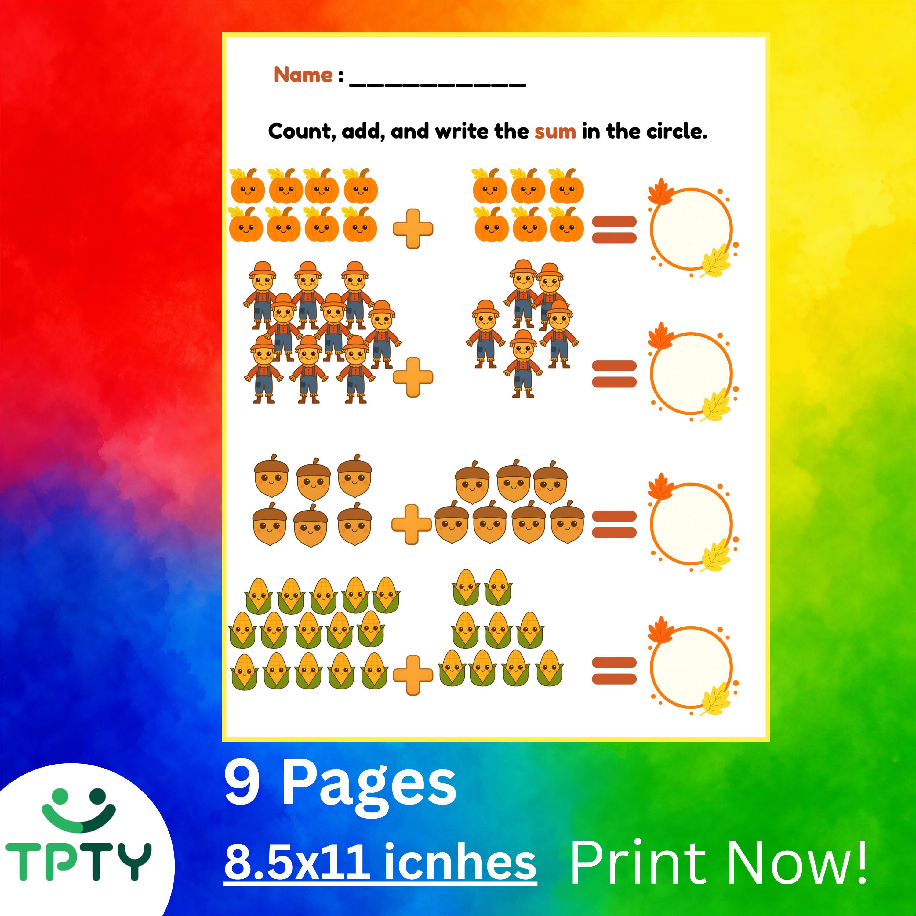 Kindergarten Addition Math Curriculum | Visual Counting Worksheets ...